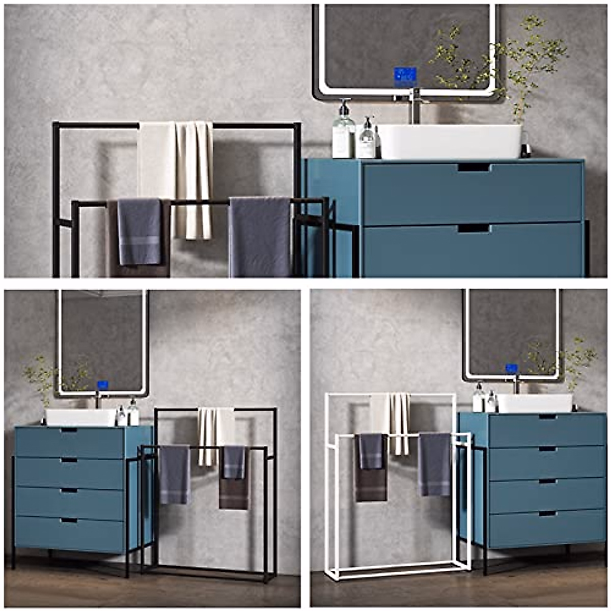 Freestanding Towel Rack 2 Tiers Hand Towel Holder Organizer for Bathroom Accessories,Metal Towel Rack Stand Towel Drying Rack,Sturdy and Rust-Resistant,Gold,60cm(24inch)