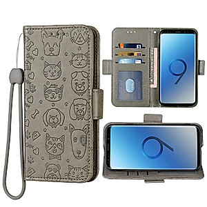 FDCWTSH Compatible with Samsung Galaxy A02S Wallet Case Wrist Strap Lanyard Leather Flip Cover Card Holder Stand Cell Accessories Phone Cover for Glaxay A 02s Galaxies M02s SM-A025V Women Men Grey