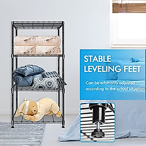 Hlyluo 4-Shelf Adjustable, Heavy Duty Storage Shelving Unit on Wheel Casters (210 lbs Loading Capacity per Shelf), Metal Organizer Wire Rack, Black (23.6L x 15.7W x 49.8H)