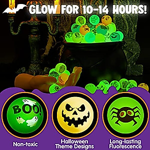 JOYIN 100 Halloween Theme, Glow in The Dark Bouncing Balls, 20 Designs for Halloween Party Supplies, Trick or Treating Goodies