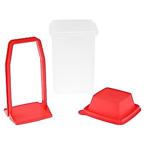 Home-X Set of 3 Pickle Storage Containers, Straining Pickle Jar, Filter Insert, Sieve Food Saver Container, 7 ½” L x 4 ¼” W x 4 ¼” H, Set of 3, Red