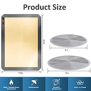 Silicone Baking Mat & Multi-purpose Microwave Mat, 3 in 1 KooMall Non Stick Reusable Cookie Sheet Liner, Half Sheet for Oven, Round Mat as Pot Holders Hot Pad Trivet, Heat Resistant, Food Grade, Grey