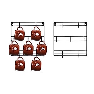 Ymeibe Wall Mounted Coffee Mug Rack with 7 Hooks Large Metal 3 Tiers Coffee Cup Holder for Coffee Mugs, Teacups, Mason Jars, Display, Organizer and Storage Hangers, Set of 2 (Black)