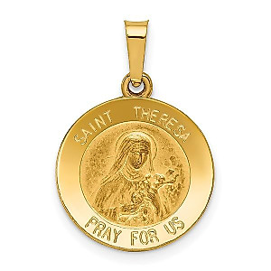 IceCarats 14K Yellow Gold Saint Theresa Medal Necklace Charm Pendant 21mm x 15mm Only