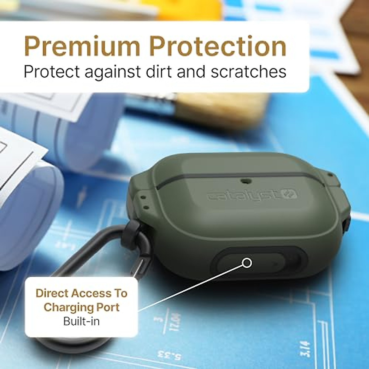 Catalyst Total Protection Case for AirPods Pro 2nd Generation Case - Waterproof, and Shockproof Rugged Full Body Case for AirPods Pro 1 and AirPods Pro 2, Secure Locking System Case with Carabiner