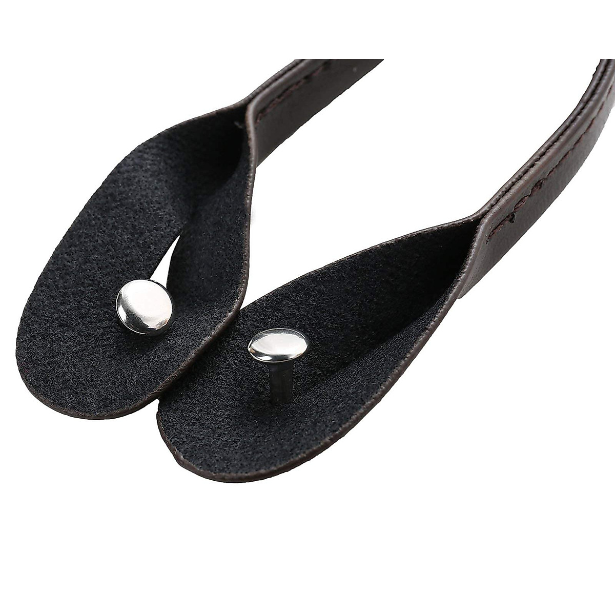 AWAYTR Mens Brown Button End Suspenders - Adjustable Elastic Y Shape Tuxedo Suspender (Black)