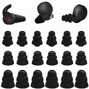 9 Pairs Compatible with Beats Studio Buds + / Fit Pro/WF-1000XM5 / WF-1000XM4 Triple Flange Ear Tips, Noise Reduce Silicone with 4mm Connector Hole Fit for Most 4mm - 5mm in-Ear Earphones - Black