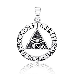 WithLoveSilver 925 Sterling Silver Pyramid Ancient Egyptian Eye of Horus Symbol of Protection Pendant