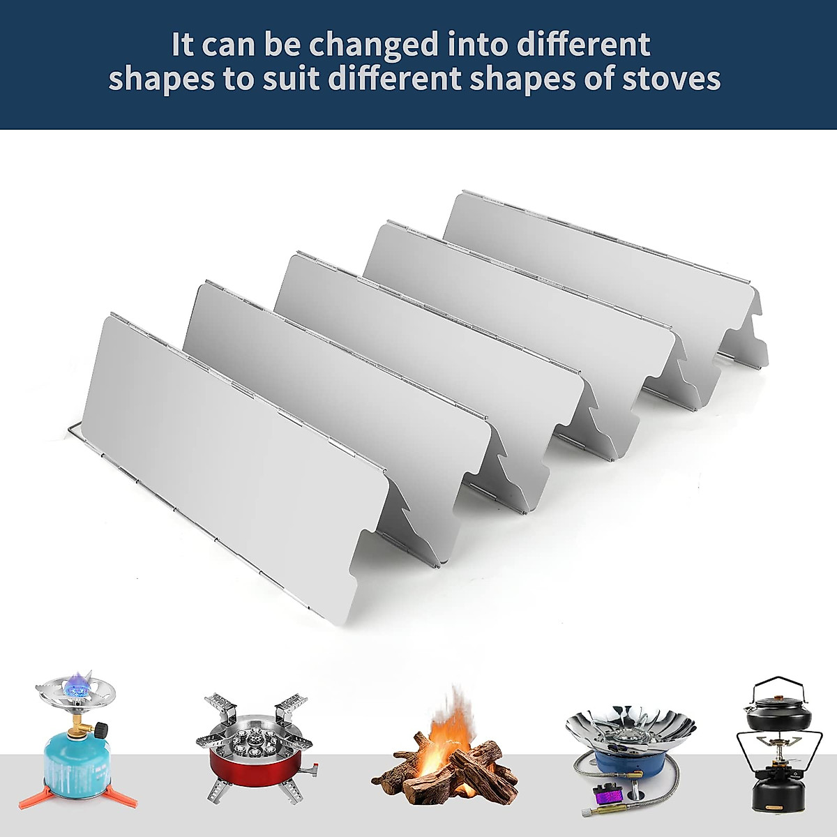 SOLEADER Tall Stove Windscreen-Gas Burner Windshield- Utralight Compact Folding 10 Plates for Camp Backpacking Hiking