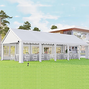 MFSTUDIO 16'x32' Party Tent, Outdoor Heavy Duty Party Tents with Removable Sidewalls, Large Canopy Tent Shelter for Outdoor Events Wedding Birthday, White