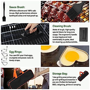 Griddle Accessories Kit, 17PCS Flat Top Grill Accessories Set for Blackstone and Camp Chef, Enlarged Spatulas, Basting Cover, Scraper, Tongs, Stain Steel Grill Spatula Kit for Outdoor BBQ & Cooking