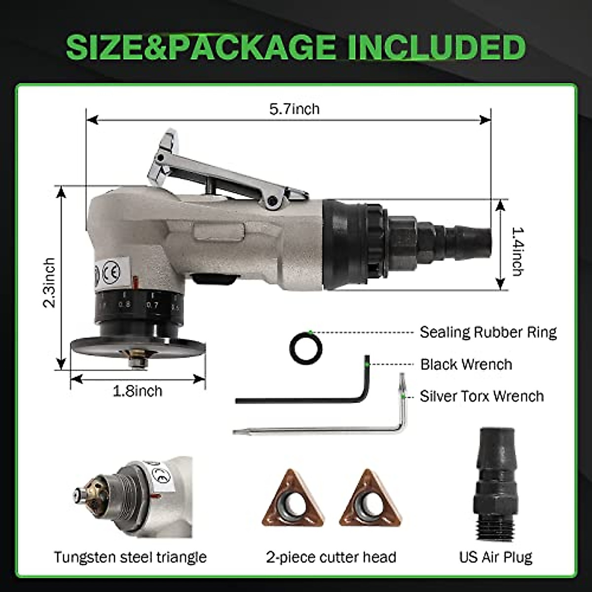 POWLAB Pneumatic Chamfer Tool - Mini Pneumatic Chamfering Machine Set for Metal Deburring,Handheld Metal Edge Beveler with Replaceable Blades,Achieve Perfect 45° Arcs for Precision Metalworking