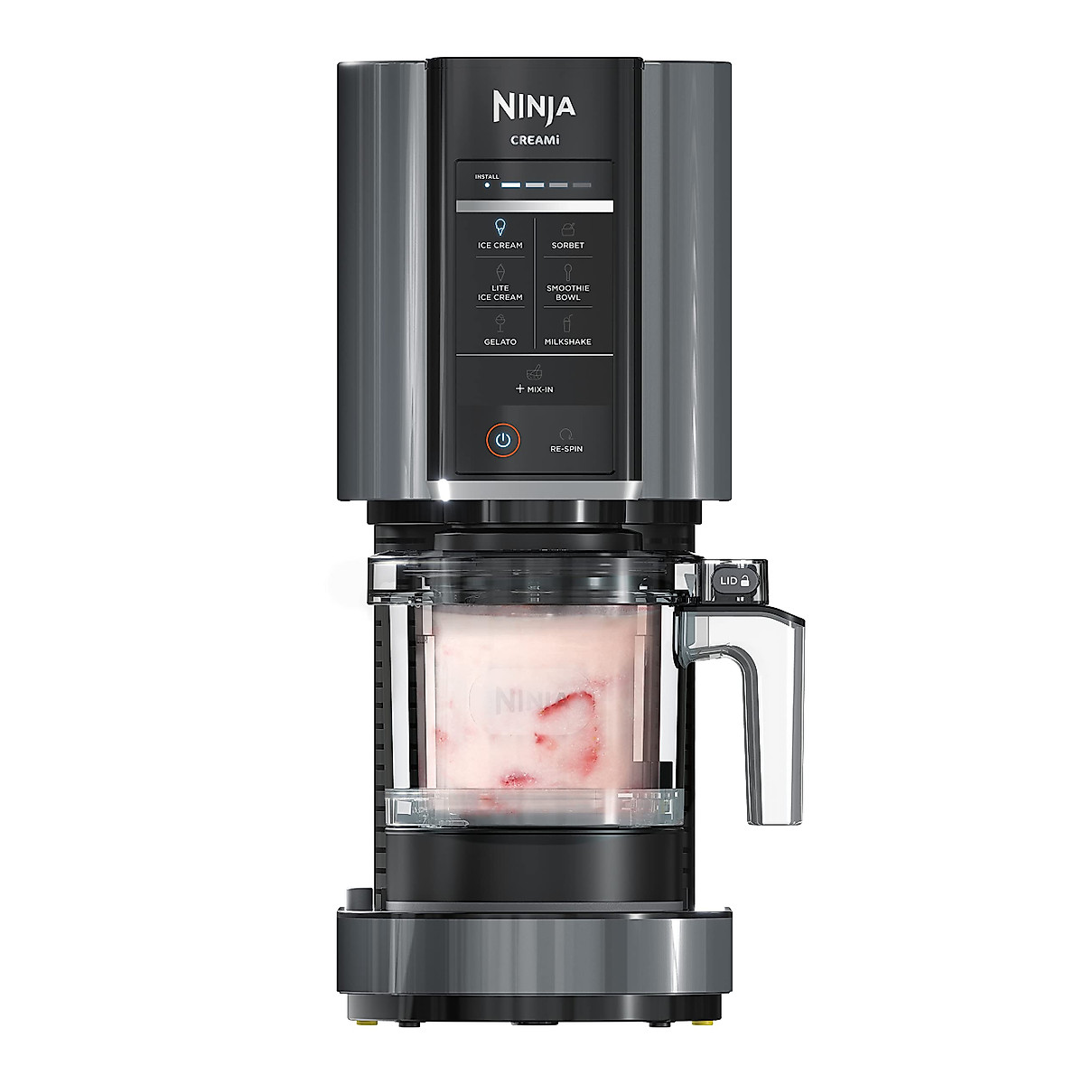 Ninja NC299AMZ CREAMi Ice Cream Maker, Matte Black & XSKPLID2CD Pints 2 Pack, Compatible with NC299AMZ & NC300s Series Creami Ice Cream Makers, BPA-Free & Dishwasher Safe, Lime & Aqua Lids, 1