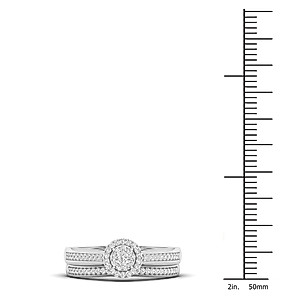 DZON Sterling Silver 1/5ct TDW Diamond Halo Bridal Set