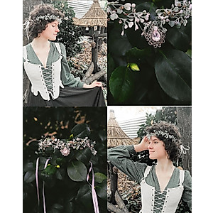 MOSTORY Fairy Flower Crown Women - Elf Headpiece Forest Floral Headband Woodland Circlet for Women Renaissance Halloween Accessory Renfaire Cosplay