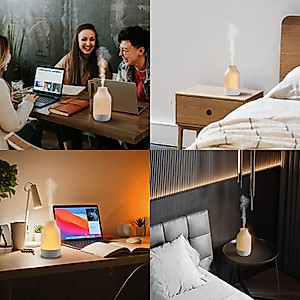 SOICARE Cordless Rechargeable Diffuser, Battery Operated Mini Portable Wireless Diffuser for Essential Oils, 80ML Small USB Essential Oil Diffuser with Warm Light (White)