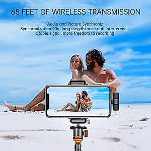 NUNUWE Wireless Lavalier Microphone for iPhone iPad, Mini Lapel Wireless Microphone for Video Recording, TikTok Facebook Live Steam, Youtubers, Vloggers, Interview, Clip-on Plug & Play (Black)