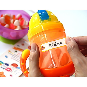Baby Bottle Labels for Daycare, Self-Laminating, Waterproof Write-On Name Labels, Assorted Sizes & Colors, Pack of 64