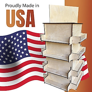 4-Sided Rotating Display Stand - Craft Shows, Trade Shows, Markets - Small & Medium-Sized Items like Stickers, Postcards, Coasters, Note Pads, Napkins - Heavy-Duty, Easy to Assemble (Natural)…