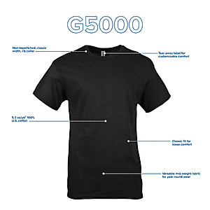 Gildan Heavy Cotton T-Shirt G5000, Black (10-Pack), Medium