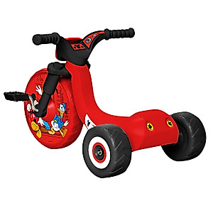 Fly Wheels Mickey Mouse 10 Junior Cruiser Ride-On Pedal-Powered Toddler Bike Trike, Ages 18-36 M for Kids 33”-35” Tall and up to 35 Lbs