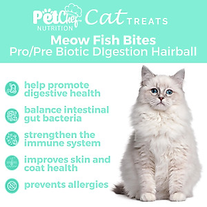 Pet Chef Meow Bites: Premium Probiotic Cat Treats - Fortify Health with Feline-Specific Probiotics, Stop Cat Diarrhea-Proviable Fera Fortiflora Blend. Helps All Cats wtih Better Digestion at Any Age!