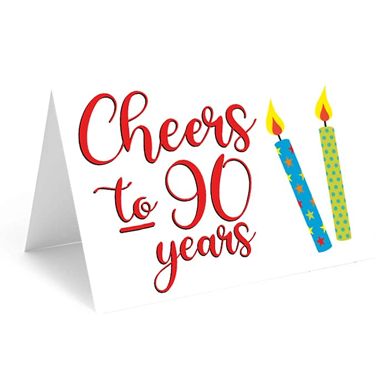 Red Door Inspirations Cheers to 90 Years 90th Birthday Card, Includes Single Card & Envelope