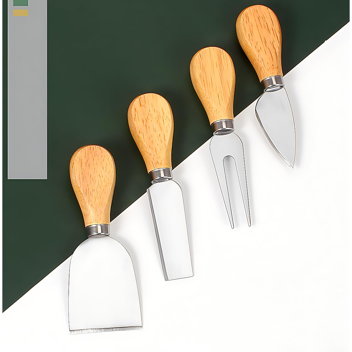 4pcs Cheese Knives Set - Butter Knife,Cheese Knife,Cheese Slicer,Cheese Fork, Stainless Steel Cheese Knife Set for Charcuterie Board and Accessories
