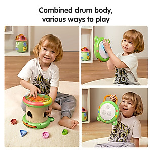 TUMAMA Baby Drum 3 in1, Baby Light Up Toys with Sounds, Musical Toys for Toddlers 1-3, Baby Musical Toys for Girls Boys, Green Toddler Drum