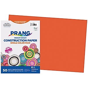 Prang (Formerly SunWorks) Construction Paper, Orange, 12" x 18", 50 Sheets