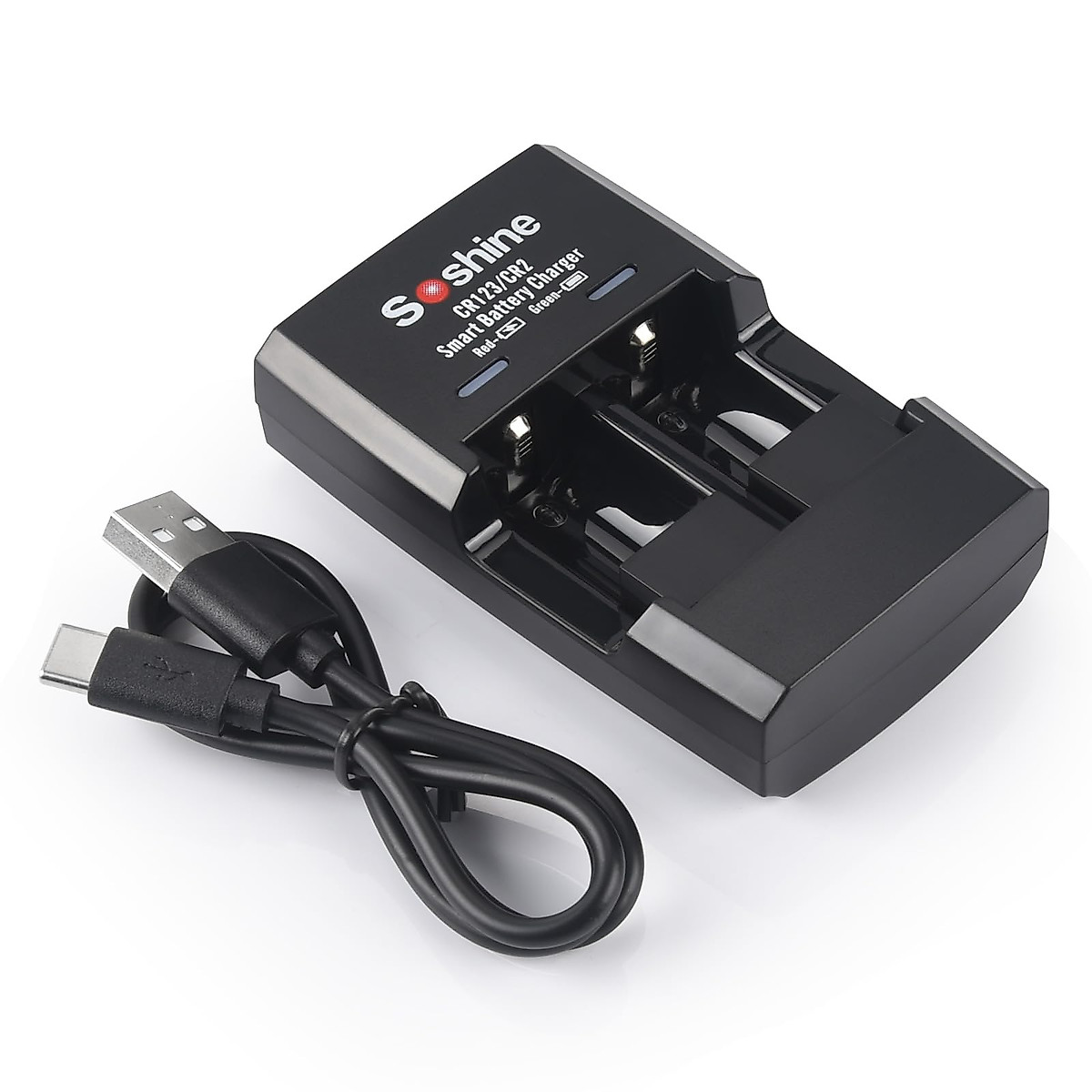 Soshine CR2 RCR123A Battery Charger for RCR123 16340 CR2 15270 LiFePO4 Battery 3V Rechargeable Batteries (Charger)