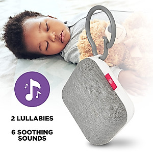 Project Nursery Portable Sound Soother for Baby, White Noise Sound Machine and Sleep Soother with 8 Calming Sounds and 2 Lullabies, Sleep Timer, Volume Control and Flexible Clip, Gray