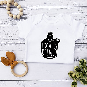 Printique Organic GOTS Certified Baby Onesie Unisex Bodysuit 0-18 months - Locally Brewed | Funny Quote Sarcastic Gift (Locally Brewed, 0-3 Months)