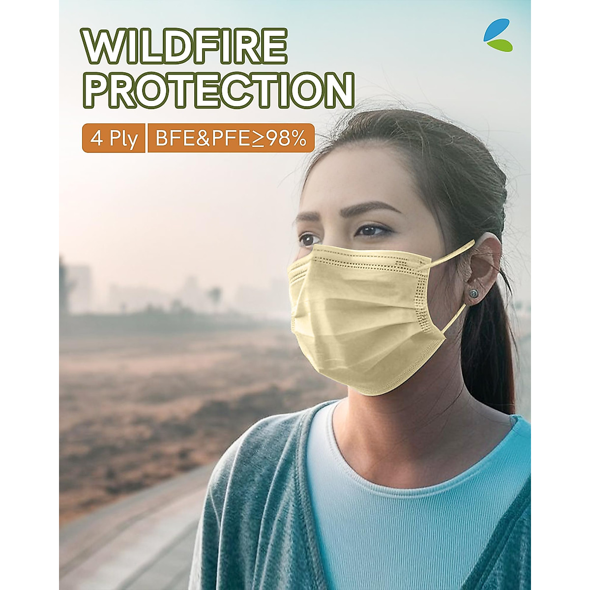 FriCARE Face Masks Disposable for Adults, 4 Ply ASTM Level 3, FSA HSA Eligible, Allergy Protection, Individually Wrapped, 100 Pack, Assorted Fall