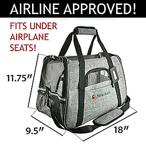 Ess and Craft Pet Carrier Airline Approved | Side Loading Travel Bag with Sturdy Bottom & Fleece Cushion | Ventilated Pouch with Top Handle, Shoulder Strap & Zipper Locks | for Dogs, Cats & Others