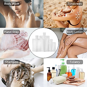 HQLESHUI 18 Pieces 3 Sizes 30ml/50ml/100ml Travel Size Refillable Empty Squeeze Pouch, Stand Up Pouch for Toiletry, Lotion Shampoo Shower Gel Squeezable Bags, Leakproof Cosmetic Containers