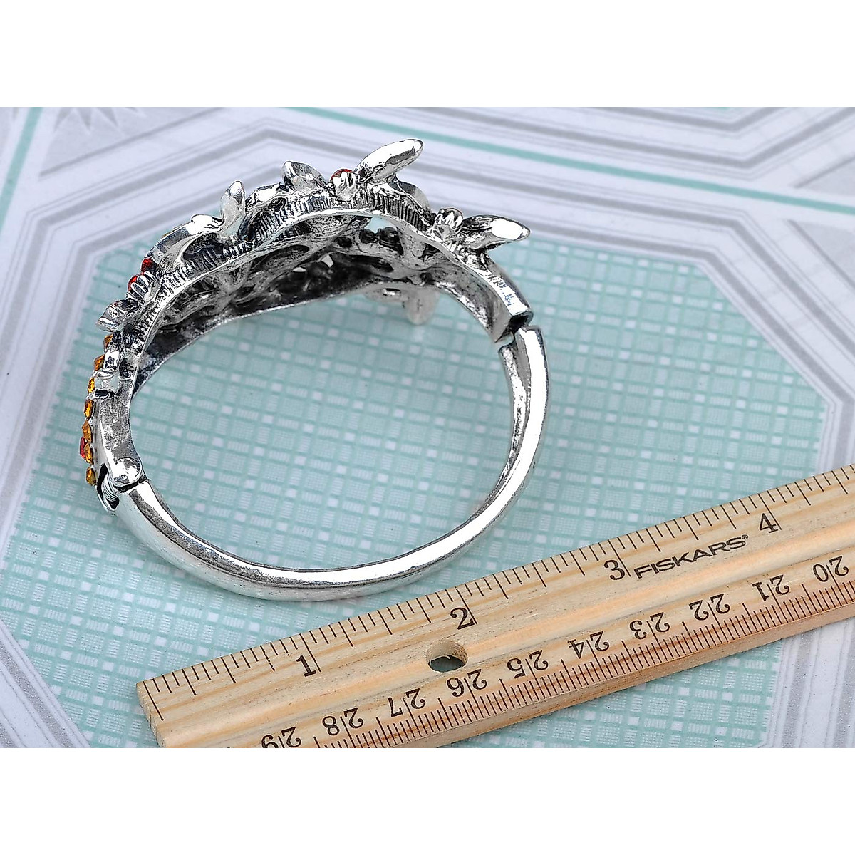 Alilang Womens Silvery Tone Shine Colorful Crystal Rhinestone Flying Dragonfly Firefly Insect Cuff Bangle Bracelet