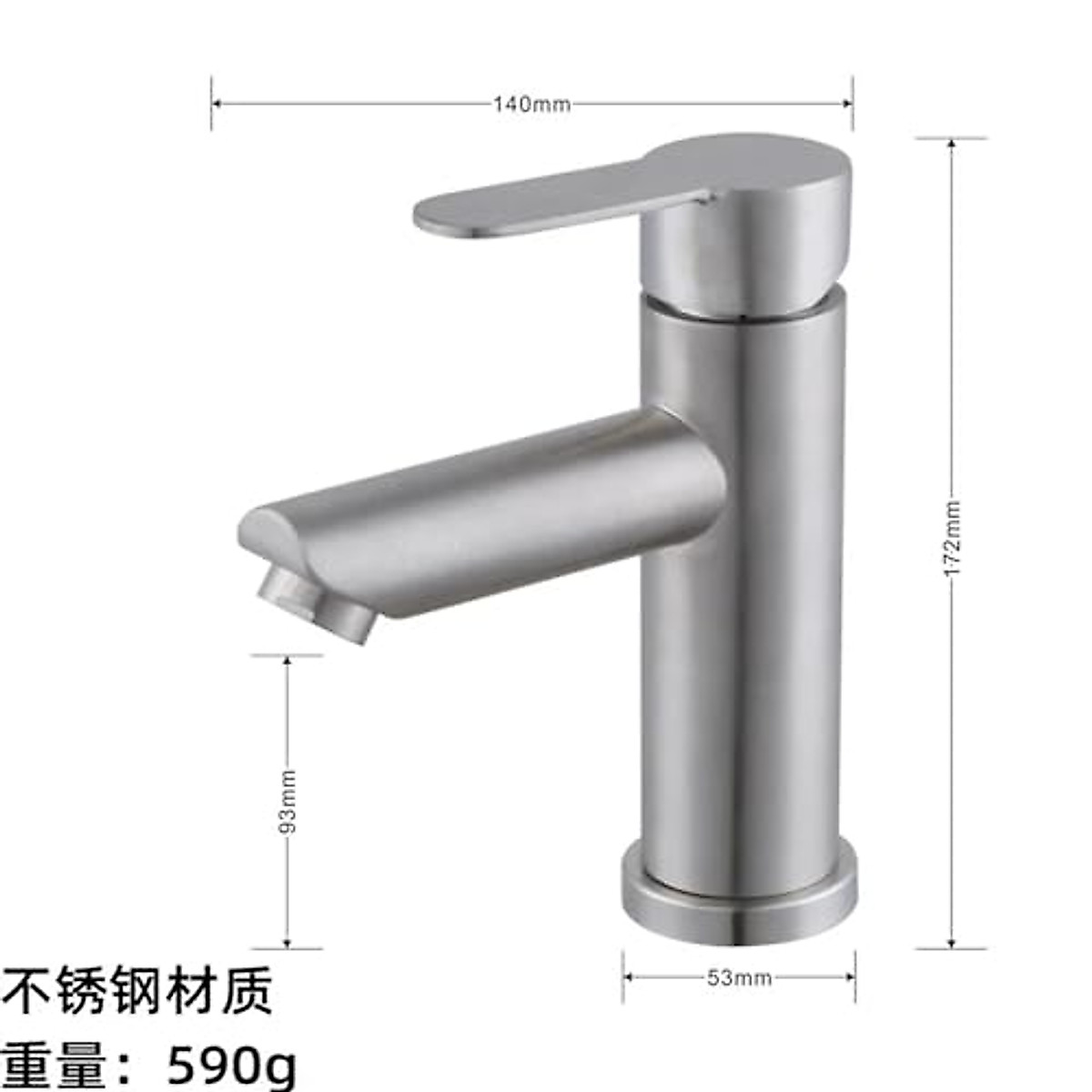 NUZEZCJG Kitchen Faucet Stainless Steel Hot and Cold Water Tap Washbasin Basin Faucets Bathroom Bathtub Accessories Set Sink Bath Mixer(Color:Silver)