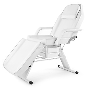OmySalon Massage Salon Tattoo Chair Esthetician Bed with Beauty Basket, Professional Tattoo Table Salon Spa Equipment for Facial Spa Beauty Eyelash Extensions Barber Waxing Microblading,White