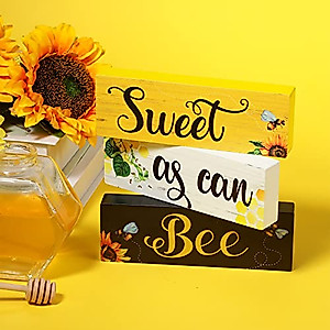 Sign Sunflower Tiered Tray Decor Tabletop Centerpiece for Summer Home Sweet as Can Trays Signs MDF Wood Sign Sunflower Gifts for House Kitchen Decor Wood Blocks Rustic Farmhouse Decor