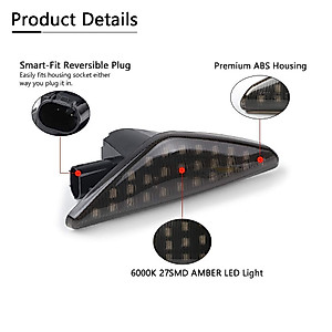 Gempro 2Pcs Dynamic Amber LED Side Marker Turn Signal Light For BMW E70 X5 E71 X6 F25 X3, Replace OEM Side Marker Light