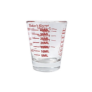 Baker's Secret - 1.5oz Shot Glass Measuring Cup, Incremental Measurements Liquid and Dry Espress Shot Glass