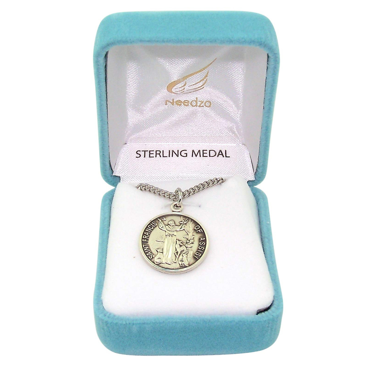 Sterling Silver Catholic Patron Saint Francis of Assisi Round Medal Pendant, 13/16 Inch