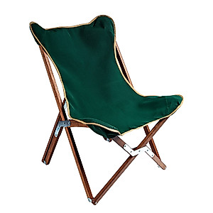 BYER OF MAINE - Pangean Butterfly Chair, Easy to Fold Hardwood Sling Chair for Beach and Camping - 34" H x 23" W, 27" D, Single - Green