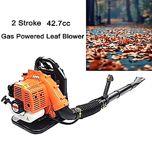 Backpack Gas Powered Leaf Blower, Grass Lawn Blower Air Cooling Commercial 2 Stroke 42.7cc Gas Powered Leaf Blower for Lawn Care, Debris, Yard, Work Around The House (Black)