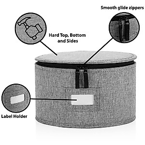 China Storage Container for Dinner Plate - 11.5" W x 7" H - Includes 12 Felt Dividers. Hard Shell and Stackable with Padded Interior