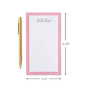 Hallmark Notepad Bundle with Pen, Pretty Pinks (3 Notepads in Assorted Sizes with Gold Pen)