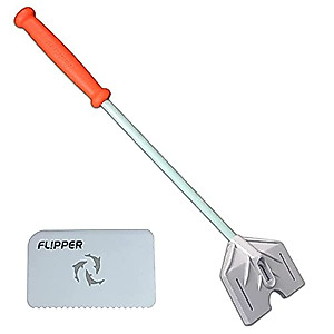 FL!PPER Flipper Platinum Aquarium Hand Scraper Tool – Glass and Acrylic Fish Tank Cleaner – Aquarium Glass Cleaner - Aquarium Glass Scraper with Serrated Blade 18"