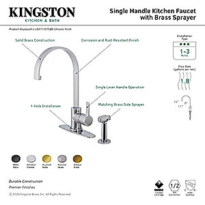 Kingston Brass LS8713CTLBS Continental Kitchen Faucet, Brushed Brass 9.81 x 8.44 x 16.38