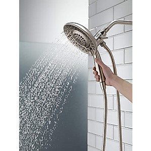 Delta Faucet 5-Spray In2ition 2-in-1 Dual Shower Head with HandHeld Spray, Brushed Nickel Hand Held Shower Head with Hose, Handheld Shower Heads, 2.5 GPM Shower Head, Stainless 58569-SS25-PK